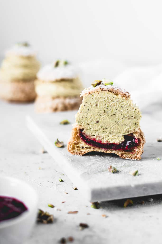Pistachio Raspberry Cream Puffs | Ana's Baking Chronicles