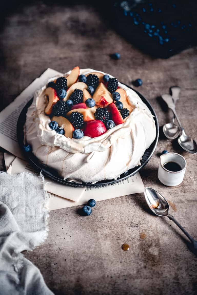 Simple Summer Peach Pavlova with Berries | Ana's Baking Chronicles