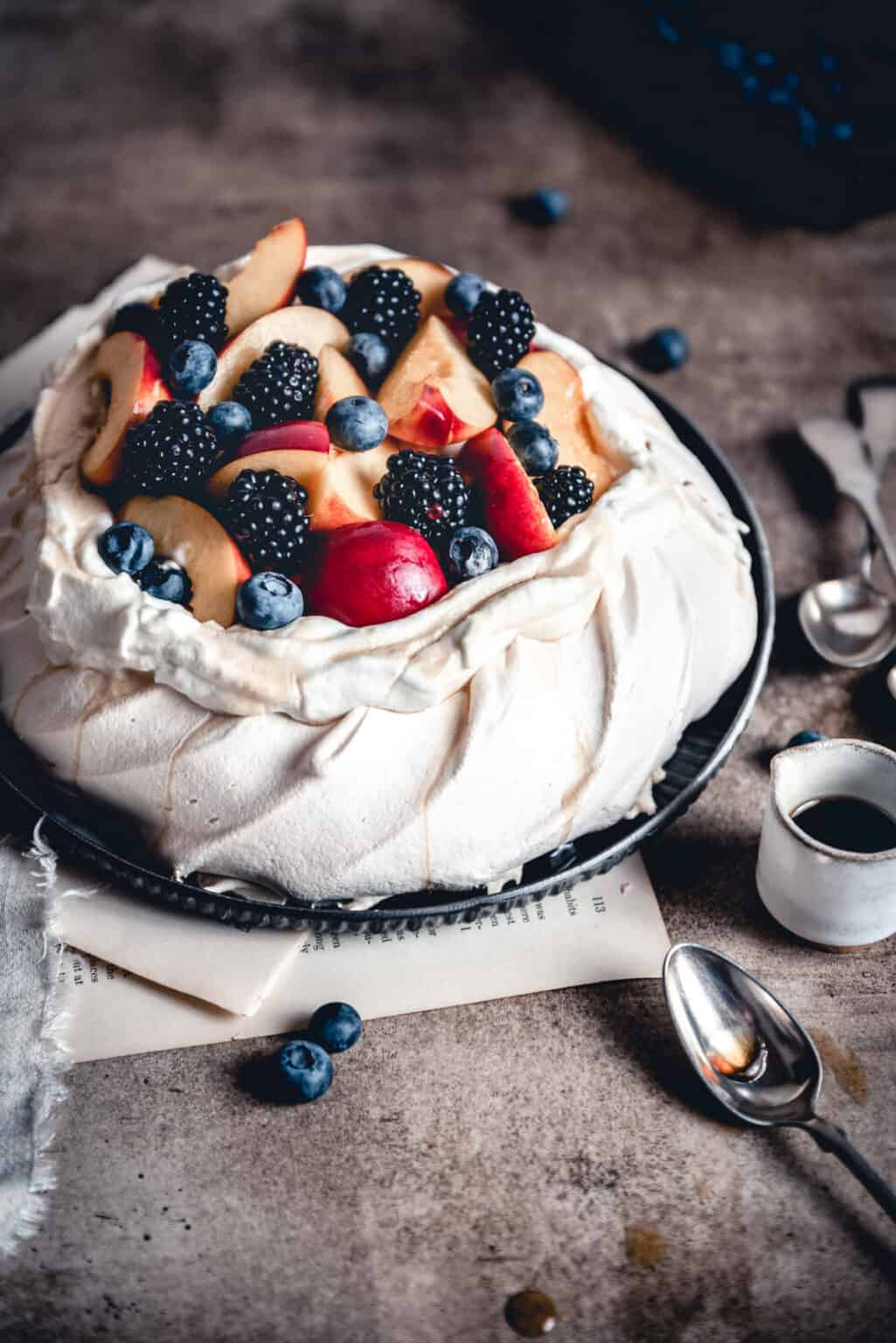 Simple Summer Peach Pavlova with Berries | Ana's Baking Chronicles