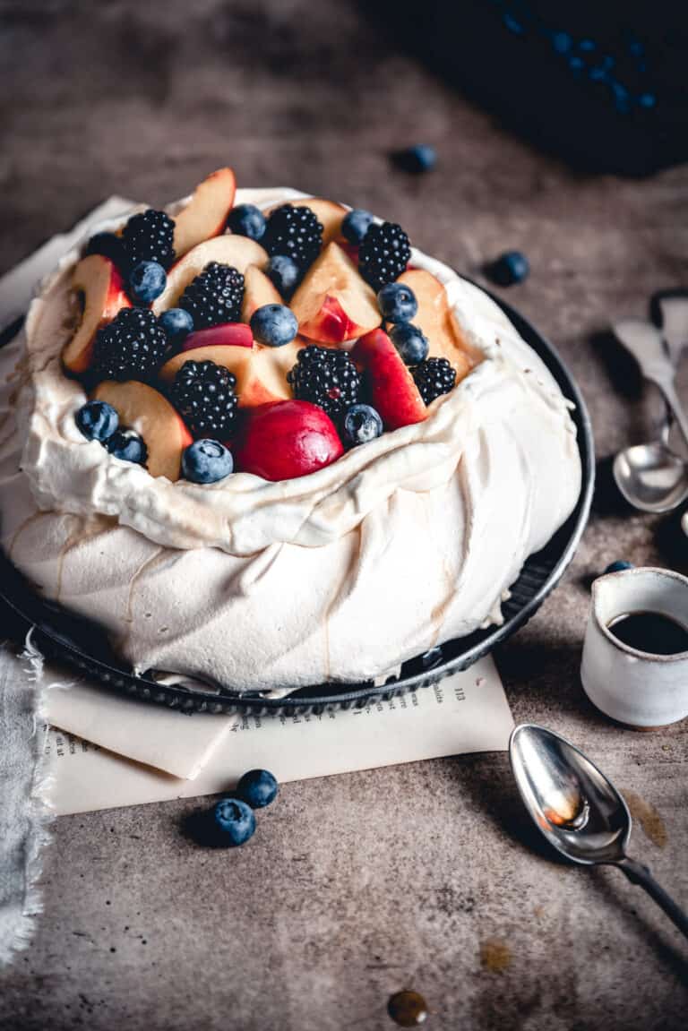 Simple Summer Peach Pavlova with Berries | Ana's Baking Chronicles